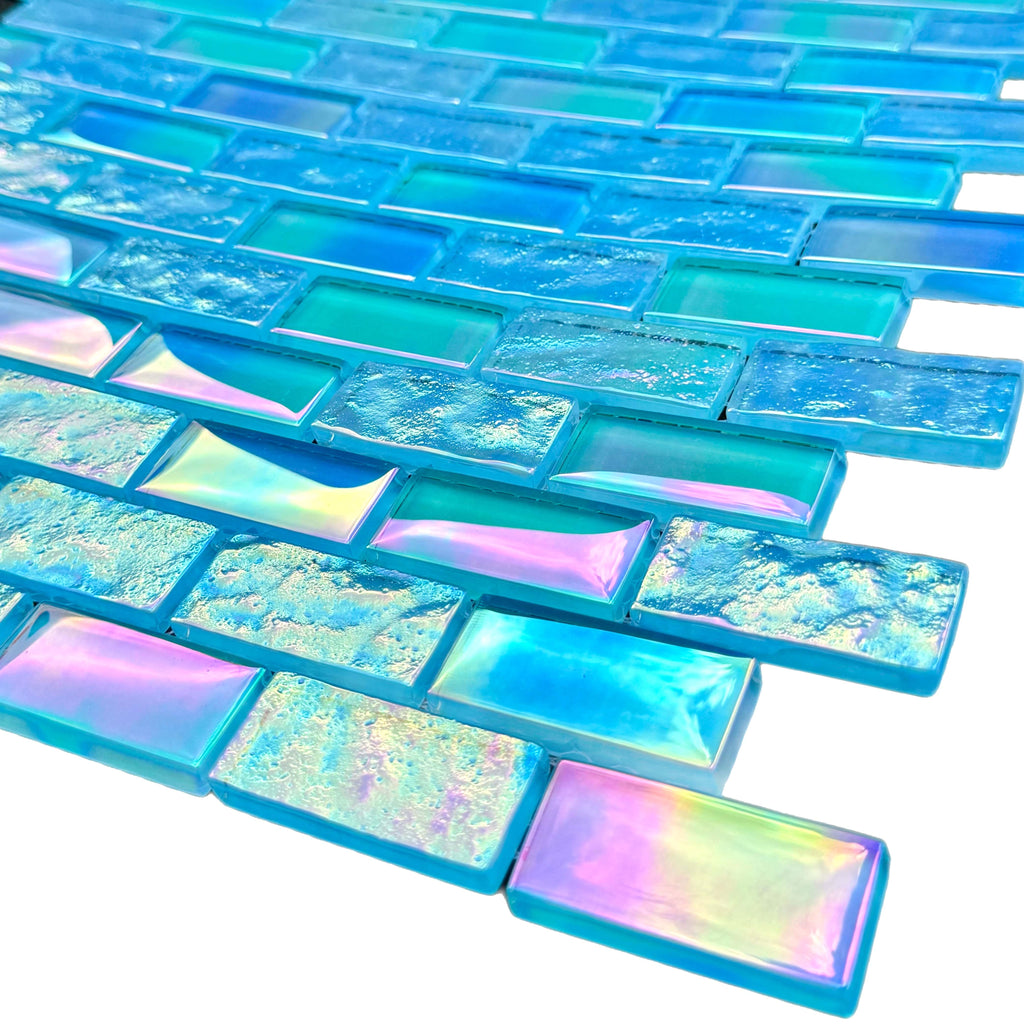 Glare Aquamarine Brick Iridescent Pool Tile | Tiles and Deco – Pool ...